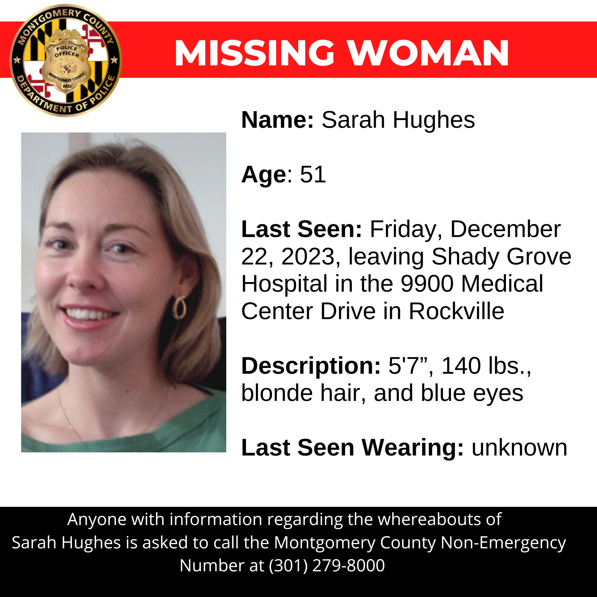 Concern for Missing Fifty-One-Year-Old Woman - MocoFeed - MOCO Feed